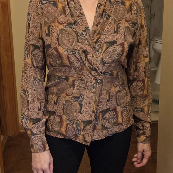 Jacqueline Ferrar | Tops | Vintage Patterned Blouse | Poshmark